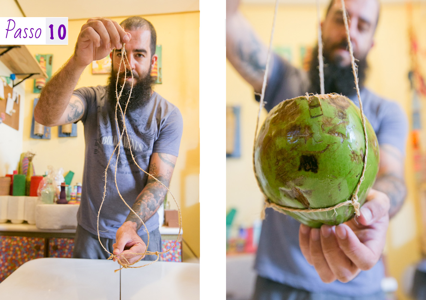 Faça você mesmo: transforme um coco em vaso suspenso | CASA.COM.BR